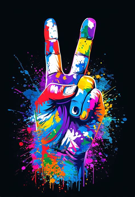 Minimalist Black Line Peace Sign Hand Illustration T Shirt Playground