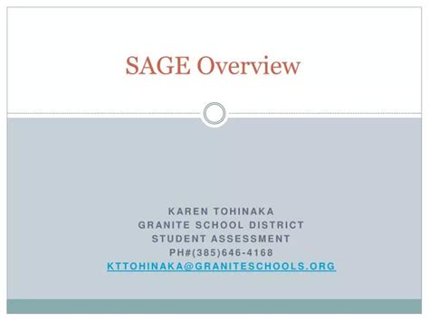 PPT SAGE Overview PowerPoint Presentation Free Download ID