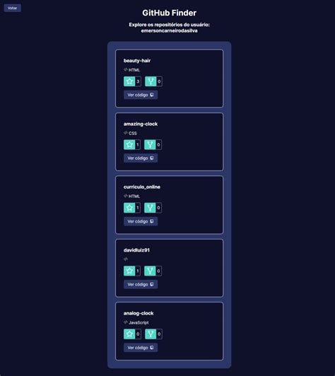 GitHub emersoncarneirodasilva github finder O GitHub Finder é um