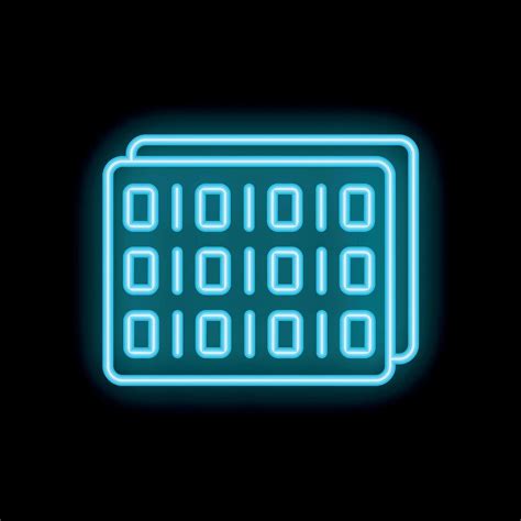 Blue Neon Binary Code Data Icon Glowing On Black Background 52839875