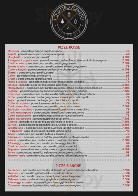 I 4 Elementi Massa Menu Prezzi Valutazione Del Ristorante
