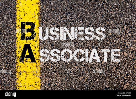 Concept Image Of Business Acronym Ba As Business Associate Written Over Road Marking Yellow