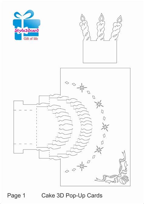 Happy Birthday Cake 3d Pop Up Greeting Card Kirigami Pattern 1