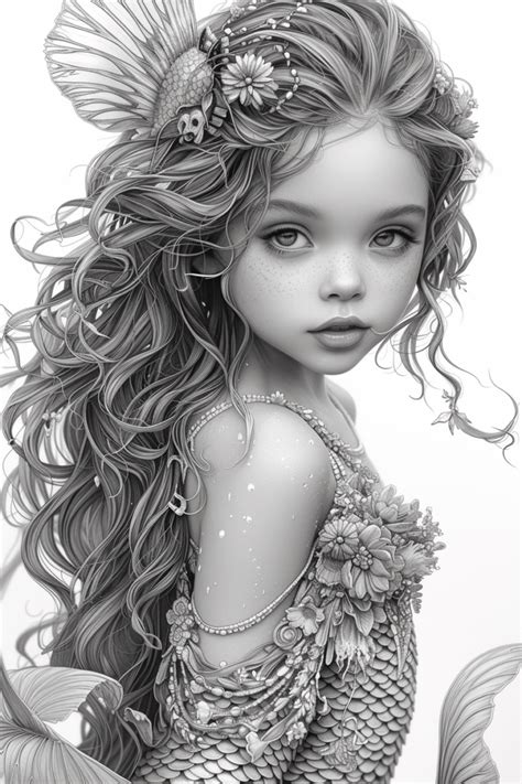 Beautiful Mermaid Realistic Mermaid Coloring Pages Bujo Art