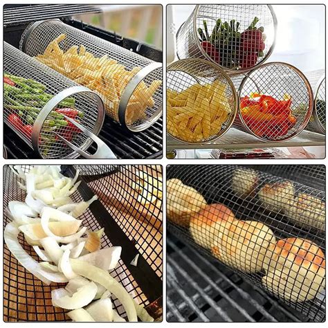 Bbq Rolling Grill Basket Stainless Steel Grilled Cage Round Temu