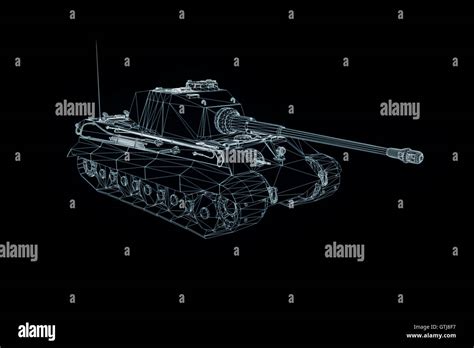 3D Tank Hologram Wireframe In Motion Nice 3D Rendering Stock Photo Alamy