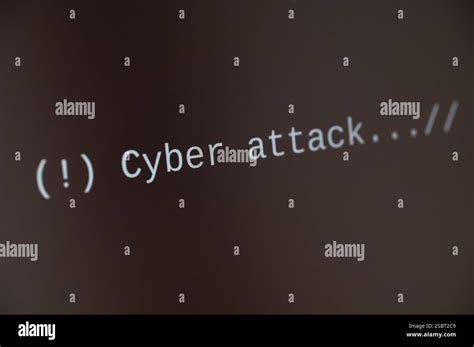 Black Computer Screen With Text Cyber Attack Bybera And Computer