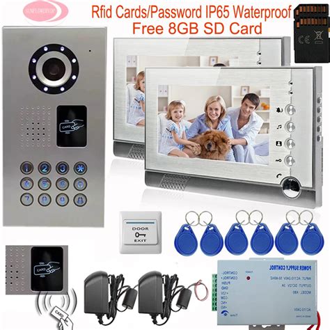 7inch Video Intercom With Recording Free 8GD SD Card IP65 Waterproof Camera Video Intercom Rfid