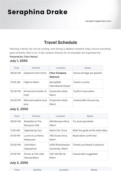 Free Intern Schedule Template To Edit Online