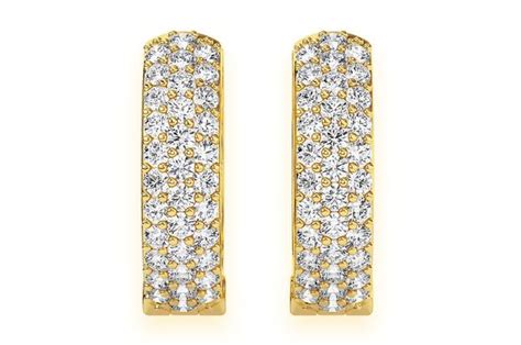 Icebox Wide Three Row Hoop Diamond Earrings 14k Solid Gold 033ctw