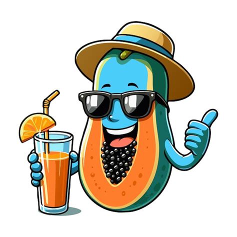 Papaya Cartoon Character Clipart Vector Premium Ai Generated Vector