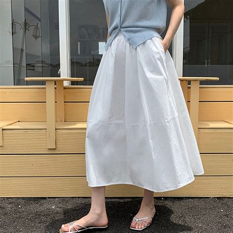 핑크브라이드 A라인 허리밴딩 여름치마 스커트