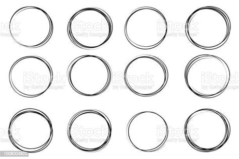 손 Drawning 원 선 스케치 세트 투명 한 배경에 고립의 크리에이 티브 벡터 일러스트 아트 디자인 둥근 원형 낙서 낙서 메시지 참고 마크에 대 한 추상적인 그래픽 요소