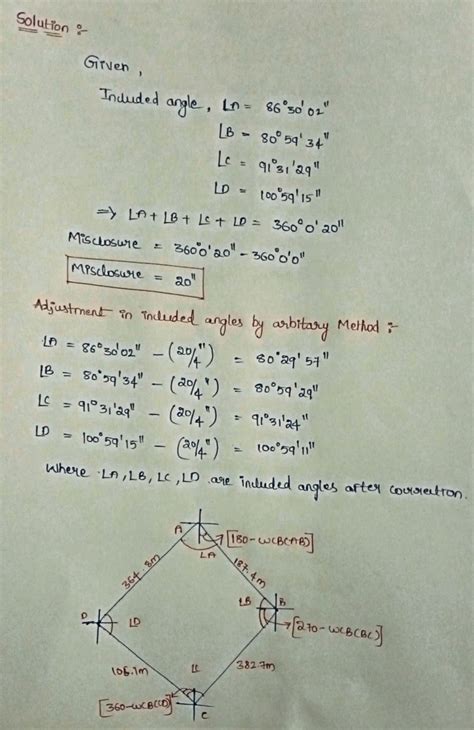 Solved A Closed Loop Traverse Abcda Was Run Around An Area And The