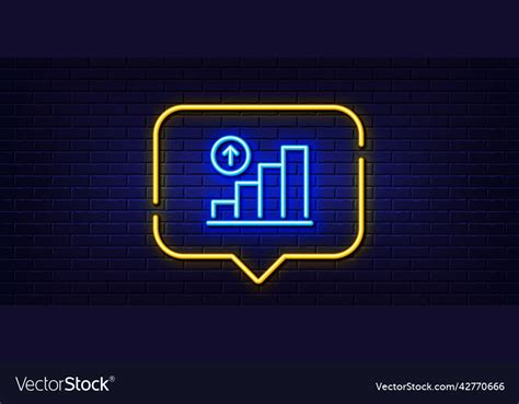 Graph Line Icon Column Chart Sign Neon Light Vector Image