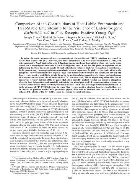 Pdf Comparison Of The Contributions Of Heat Labile Enterotoxin And