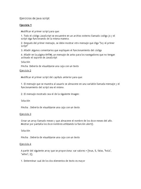 Ejercicios De Java Script Pdf Script Java Hipervínculo