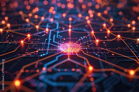 Digital Network Of Interconnected Nodes And Lines Symbolizing The