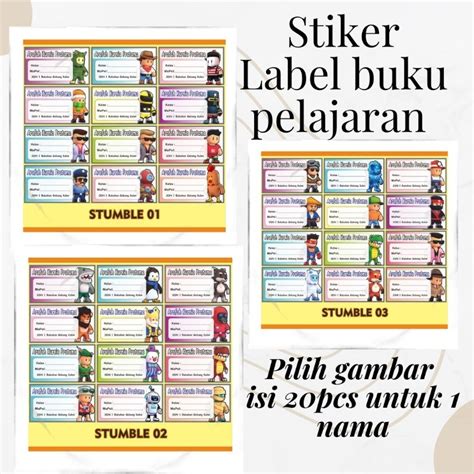 Jual Isi 20pcsglossytema Stumblestiker Mapellabel Buku Pelajaran