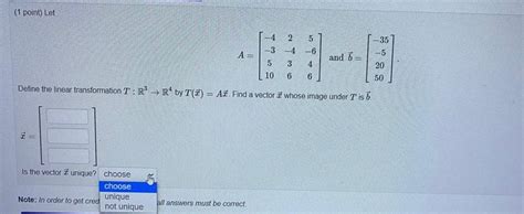 Solved 1 Point Find The Matrix M Of The Linear