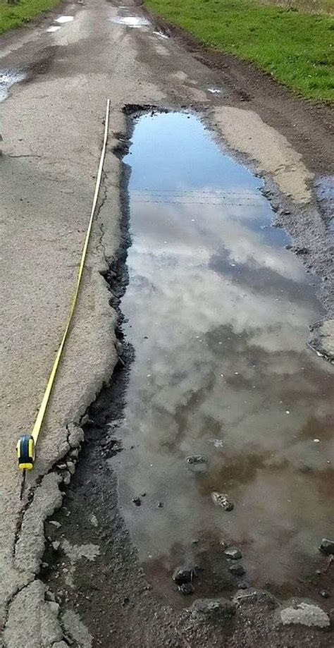 Huge Pothole Massive Feet Long Crater Causing Road Chaos Uk