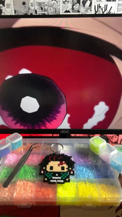 Tanjiro Demon Slayer ‘em Pixel Art Hama Beads Perler