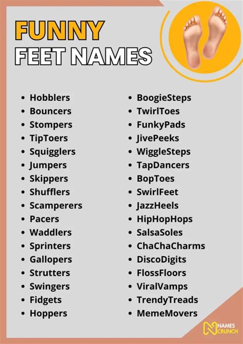 460 Funny Feet Names Clever Ideas Names Crunch