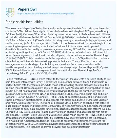 Ethnic Health Inequalities Free Essay Example 1619 Words