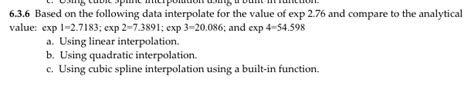 Solved 636 Based On The Following Data Interpolate For The