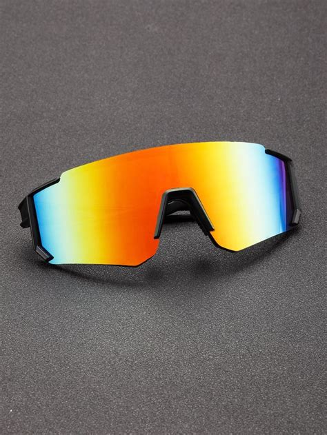 Men Flat Top Shield Cycling Sunglasses Eyewear Lenzen Paars
