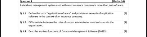 Solved Question Marks A Database Management System Chegg