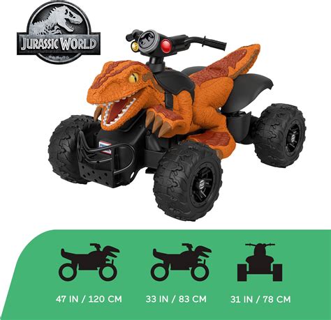 Jurassic World Dino Racer 12v Battery Powered Ride On Atv Orange In