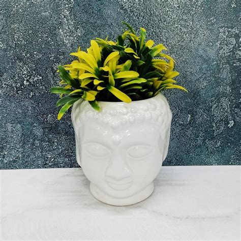 Elegant White Buddha Shape Khurja Ceramic Pots Wholesale