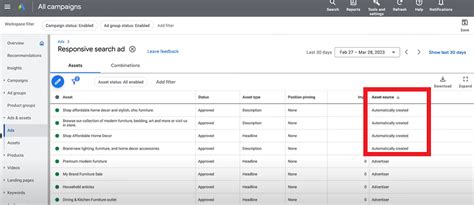 Google Ads Tutorial Using Automatically Created Assets For Ad Creation