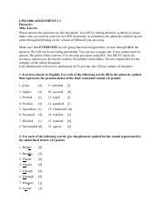 Ling Assignment Pdf Ling Assignment Phonetics Mike Literus Please Answer The
