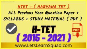 HTET Previous Year Question Paper Pdf Download All Years