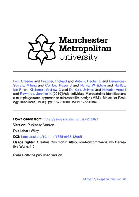 Pdf Multi‐individual Microsatellite Identification A Multiple Genome