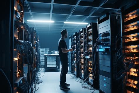 Premium Photo Engineer Upgrading Server Firmware For Improved Security