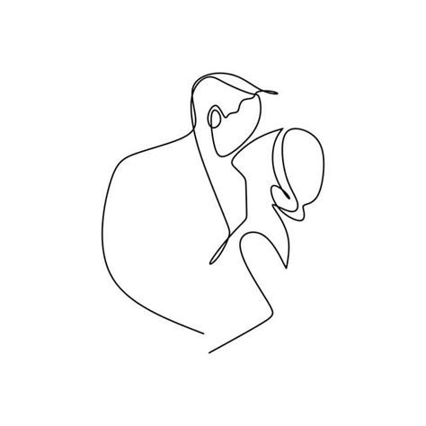 Continuous Line Drawing Vector Png Images Couple Valentine With Single