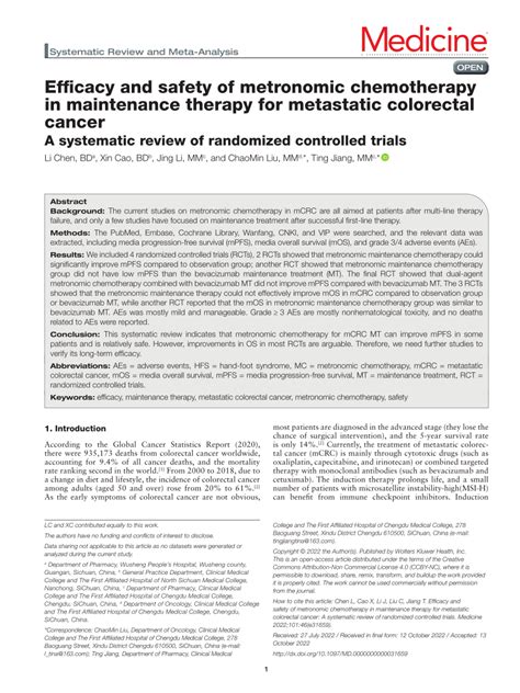 Pdf Efficacy And Safety Of Metronomic Chemotherapy In Maintenance Therapy For Metastatic