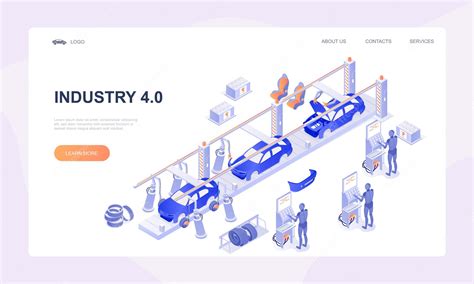 자동차 산업 컨베이어 프리미엄 벡터