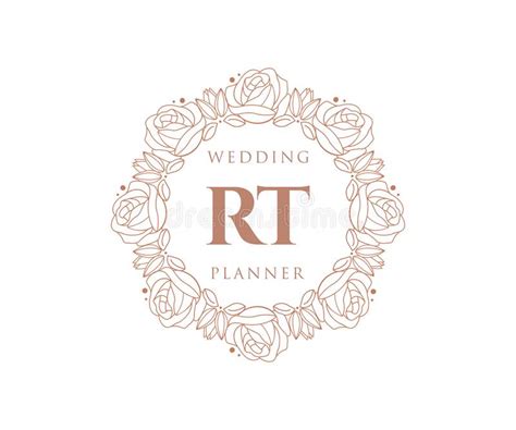 Rt Initials Letter Wedding Monogram Logos Collection Hand Drawn Modern