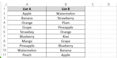 How To Cross Reference Two Lists In Excel Step By Step Spreadsheeto
