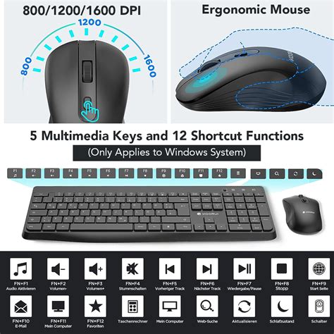 KOORUI BK0104 Wireless Keyboard And Mouse Combos 2 4G Silent Full Size