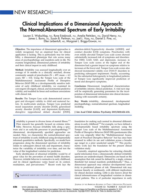B Clinical Implications Of A Dimensional Approach The Normal