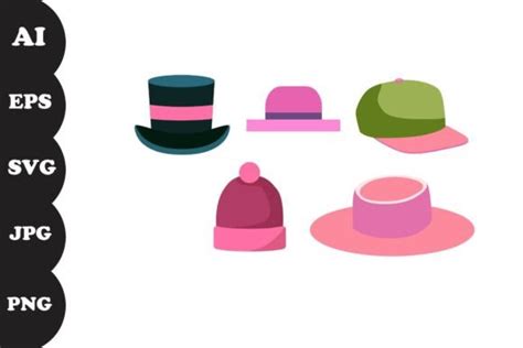 Creative Hat Illustration Colorful Set Graphic By Nayanikastudio1