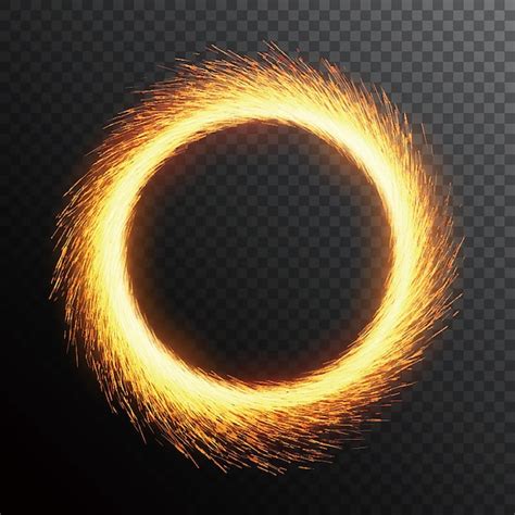 Premium Vector Fiery Sparks Circle Sparkler Ring Round Sparkle Frame