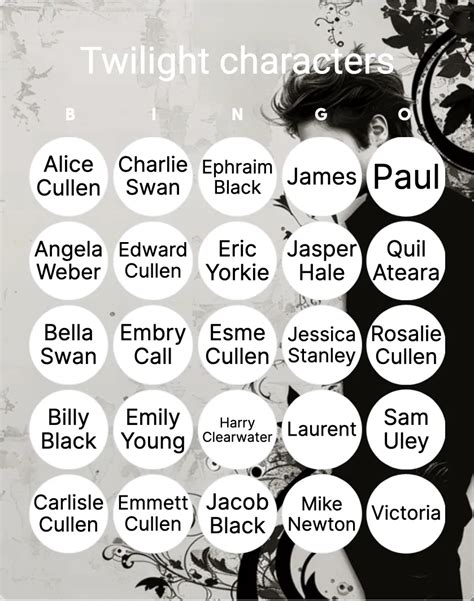 Twilight Characters Bingo Printable And Customizable Bingo Card🤣