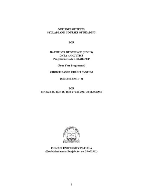 Bachelor Of Science Hons Part I To Iv Sem I Viii Four Year