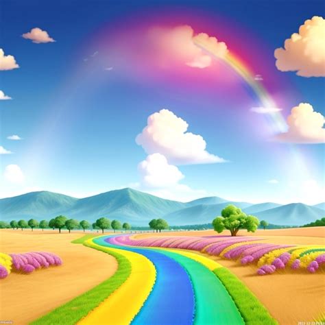 Premium Photo Rainbow Sky 3d Animation Style Gradient